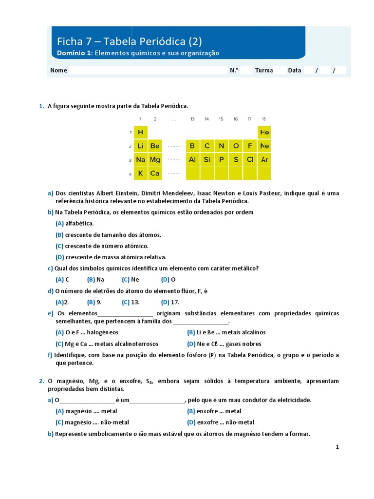 Tabela Periódica | PDF | Átomos | Tabela periódica