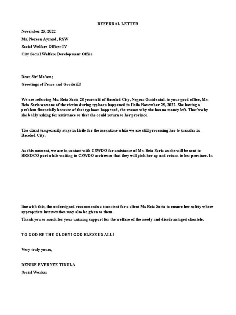 Referral Letter | PDF