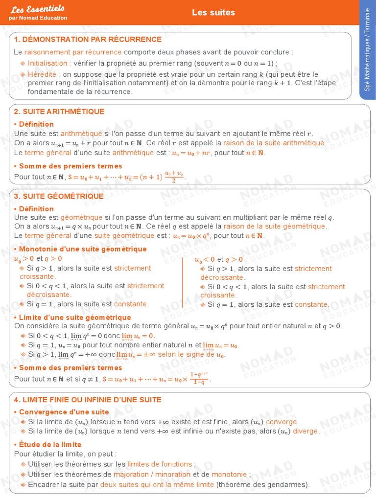 Suites arithmétiques et géométriques | PDF | Séquence | Limite ...