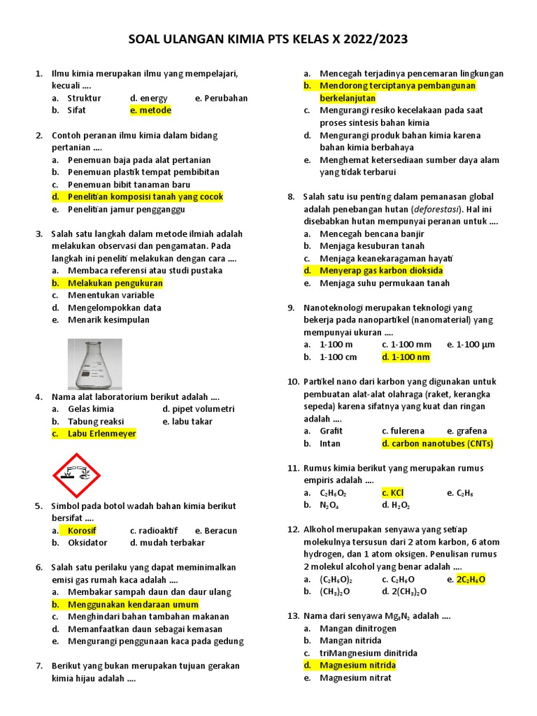 Soal Ulangan Kimia PTS Kelas X | PDF