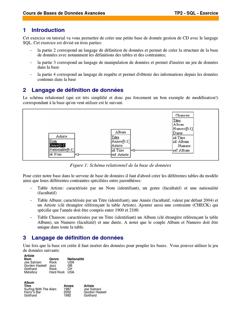 tp2 SQL Exercice | PDF | SQL | Gestion informatique