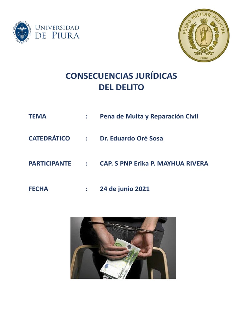 Pena de Multa y Reparación Civil | PDF | Derecho penal | Multa (pena)
