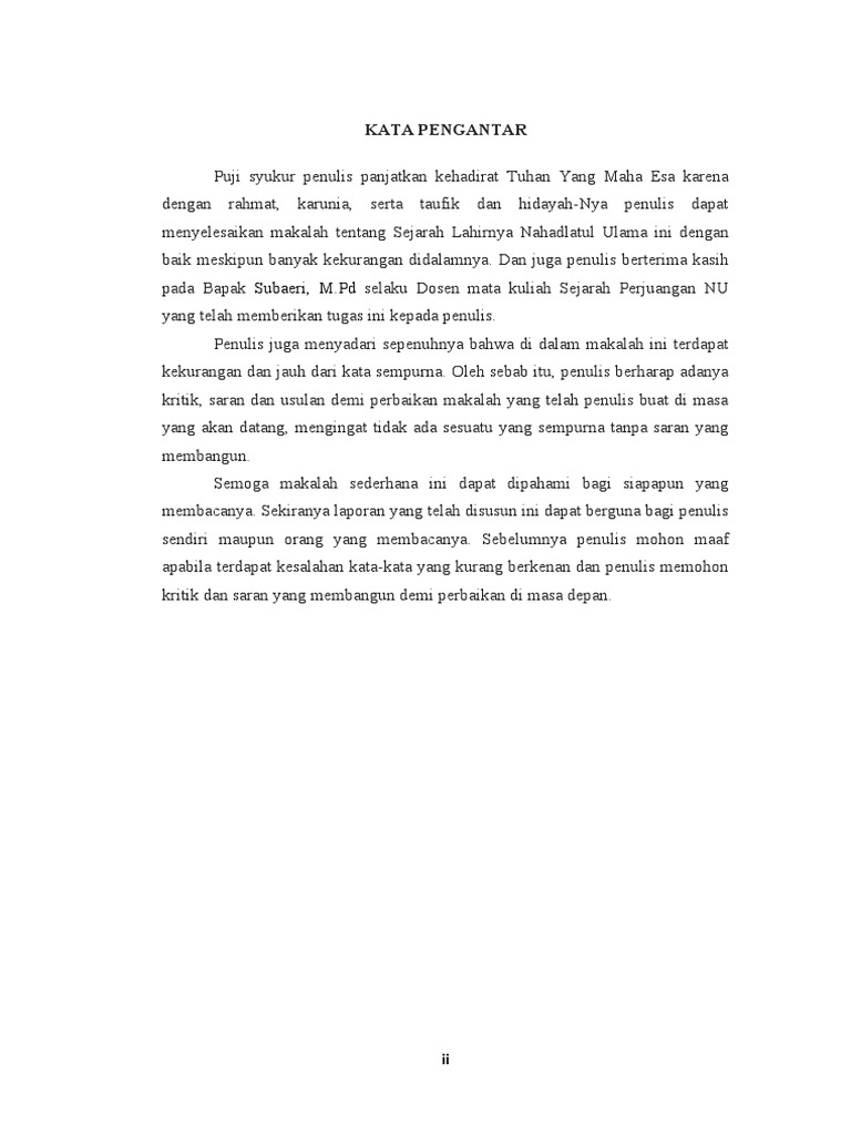 KATA PENGANTAR Sejarah NU | PDF