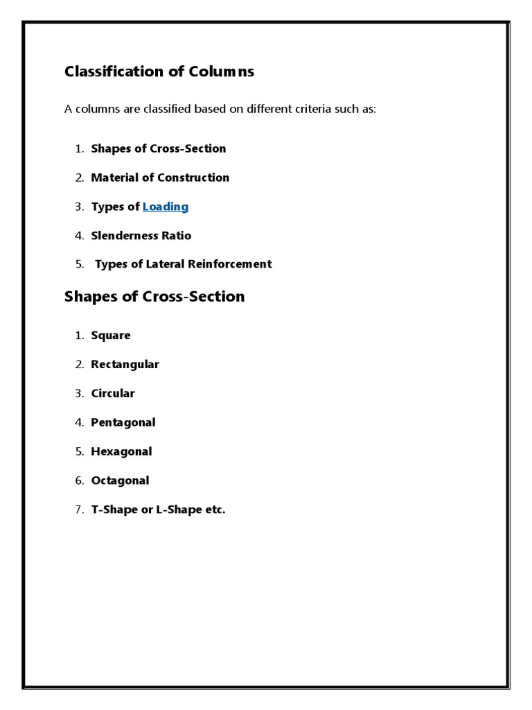 Classification of Columns | Download Free PDF | Buckling | Column