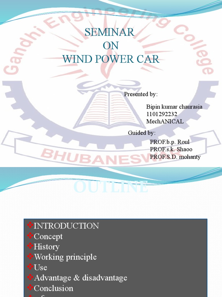 Seminar On Wind Power Car | PDF