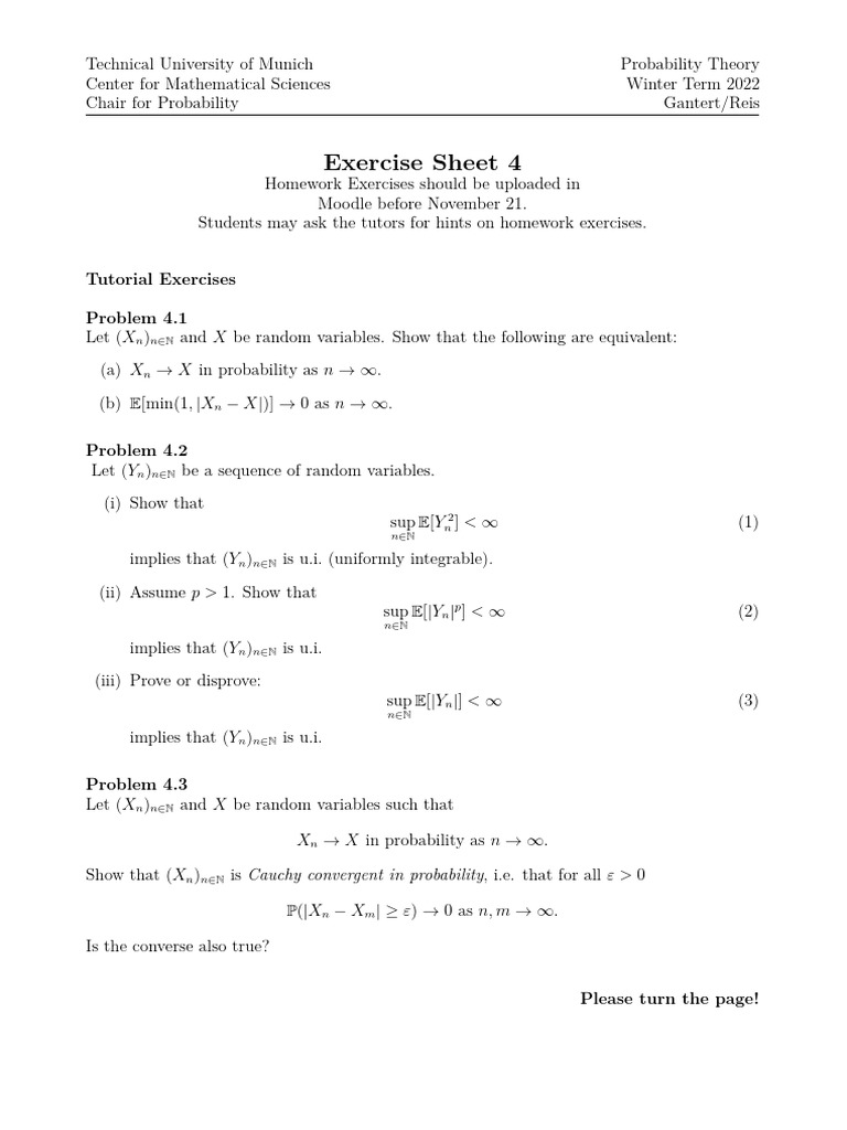 Sheet 4n Pdf Random Variable Mathematical Analysis