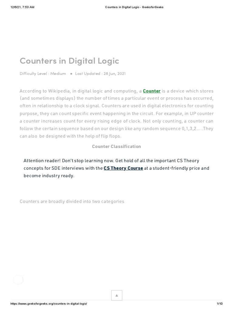 Counters | PDF | Electrical Engineering | Information And Communications Technology