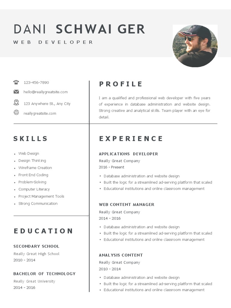 Grey Clean CV Resume Photo | PDF
