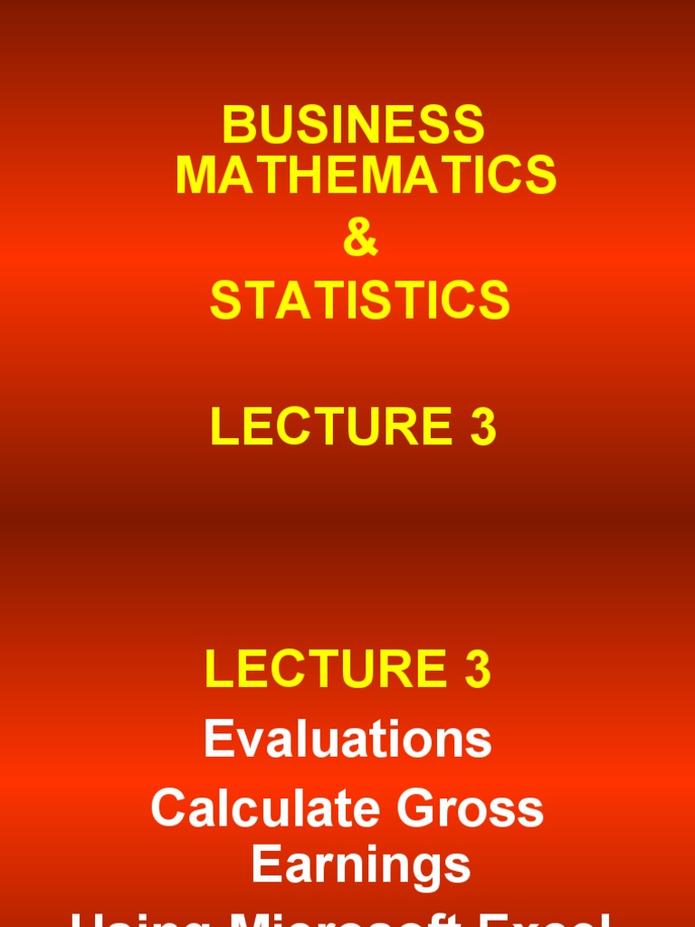 Bizmath Lecture3 | PDF | Lecture | Percentage Bizmath Lecture3 | PDF | Lecture | Percentage