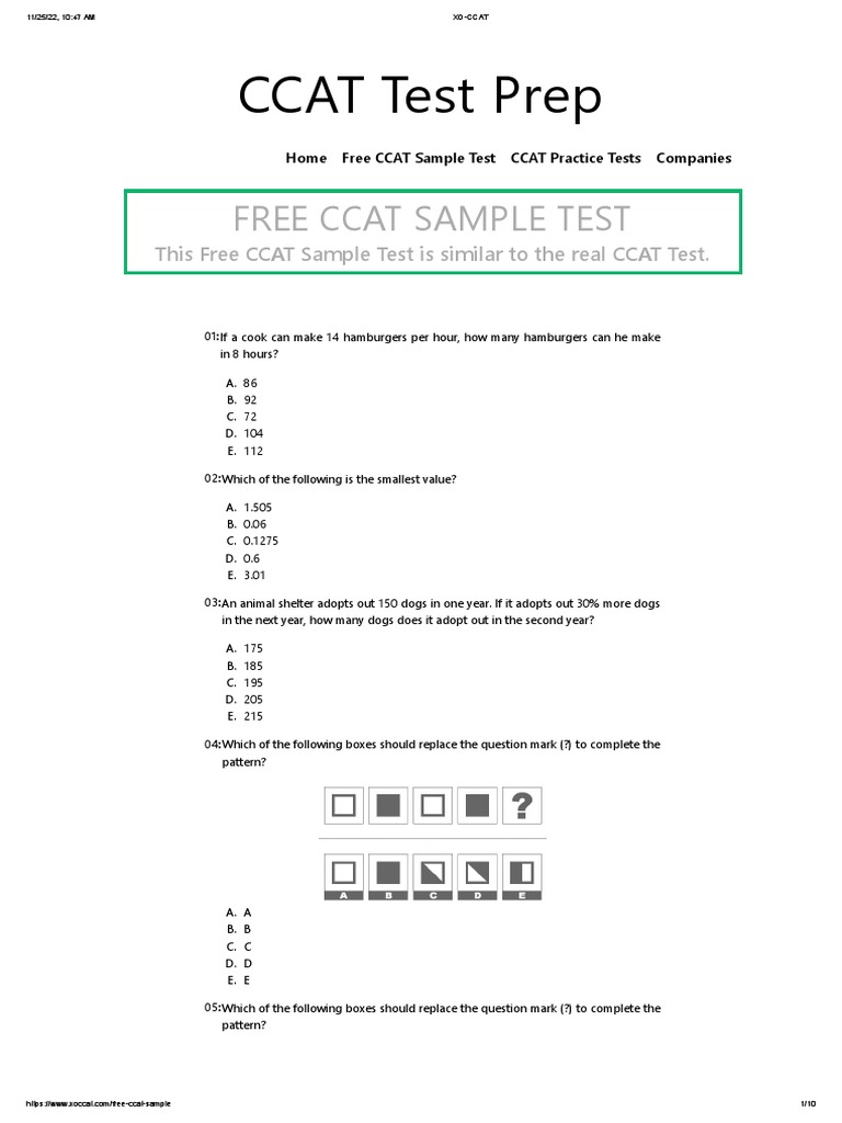 XO-CCAT Aptitude Test Practise | PDF