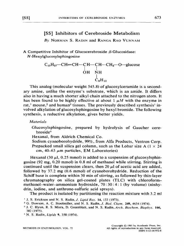 Inhibitors of Cerebroside Metabolism | PDF | Thin Layer Chromatography ...
