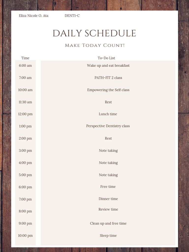 Daily Schedule | PDF