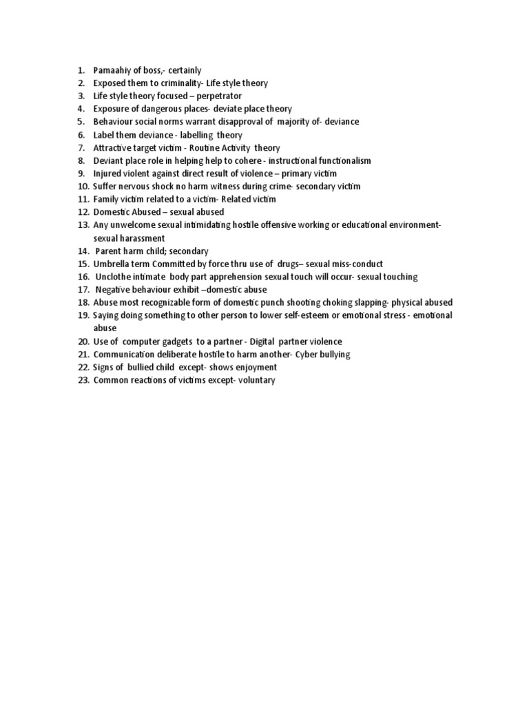 Types of Victimization and Abuse Explained | PDF