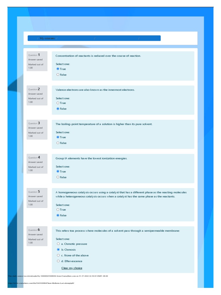 Chem Midterm Last Attempt PDF | PDF | Chemical Reactions | Reaction Rate