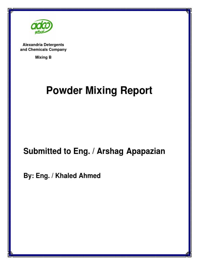 Powder Mixing Report | PDF | Nature | Applied And Interdisciplinary Physics
