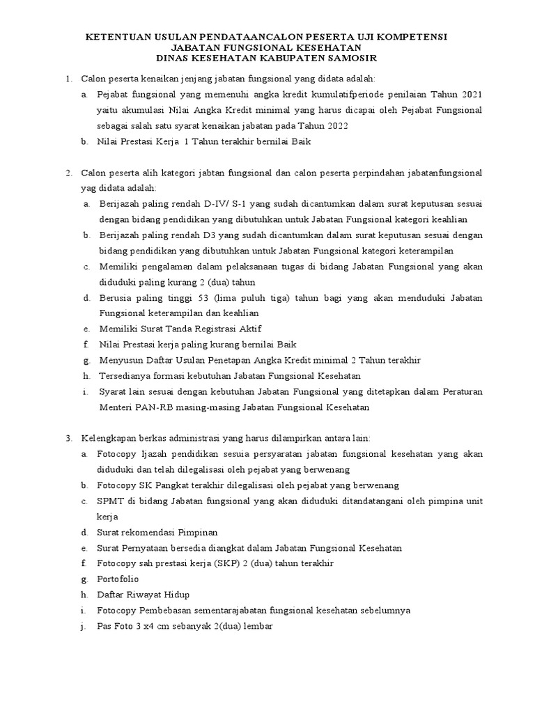 Ketentuan Calon Peserta Ukom JFK | PDF