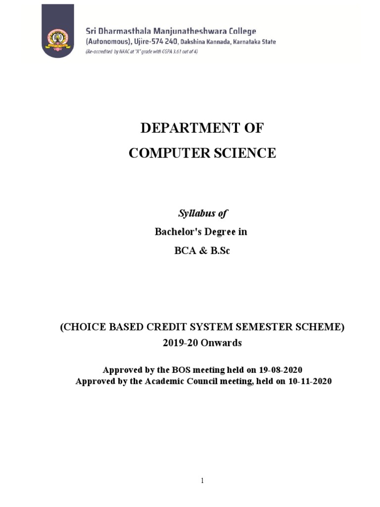 BSC Computer Application Syllabus 2020-21 | PDF | Relational Database ...
