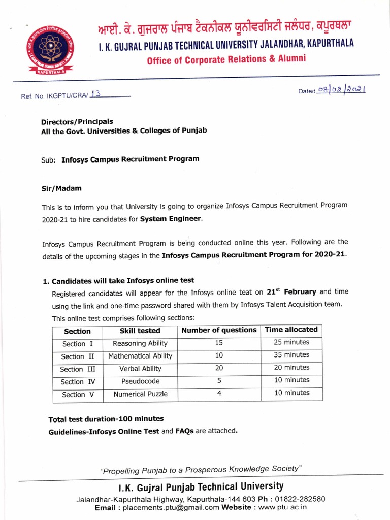 Infosys Campus Recruitment Program | PDF | Password | Computing
