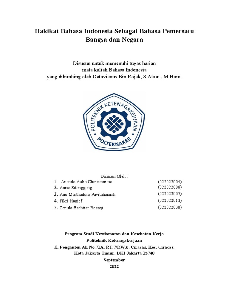 Hakikat Bahasa Indonesia Sebagai Bahasa Pemersatu Bangsa Dan Negara-1 | PDF