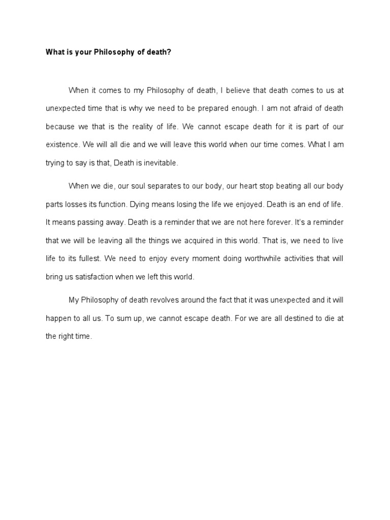 What Is Your Philosophy of Death | PDF