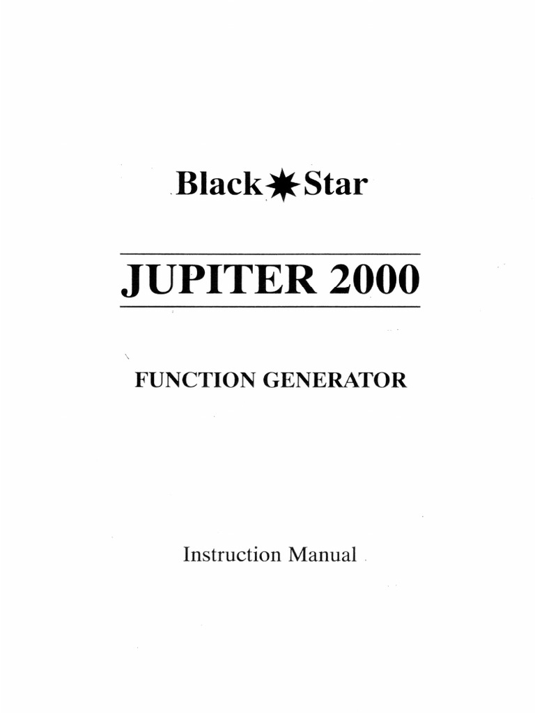 Blackstar Jupiter 2000 Function Generator - User Manual | PDF