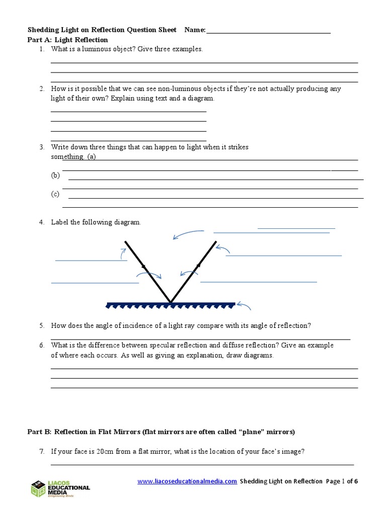 Reflection Activity | PDF | Reflection (Physics) | Mirror