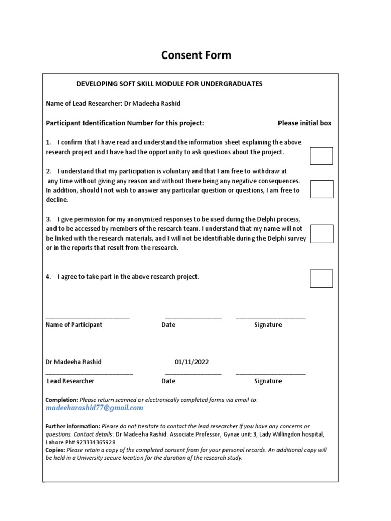 Soft Skills Research Consent Form | PDF