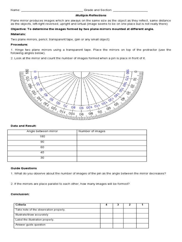 Activity - Multiple Reflections | PDF