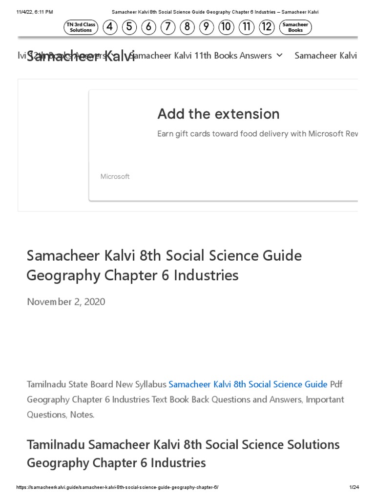 Samacheer Kalvi 8th Social Science Guide Geography Chapter 6 Industries ...