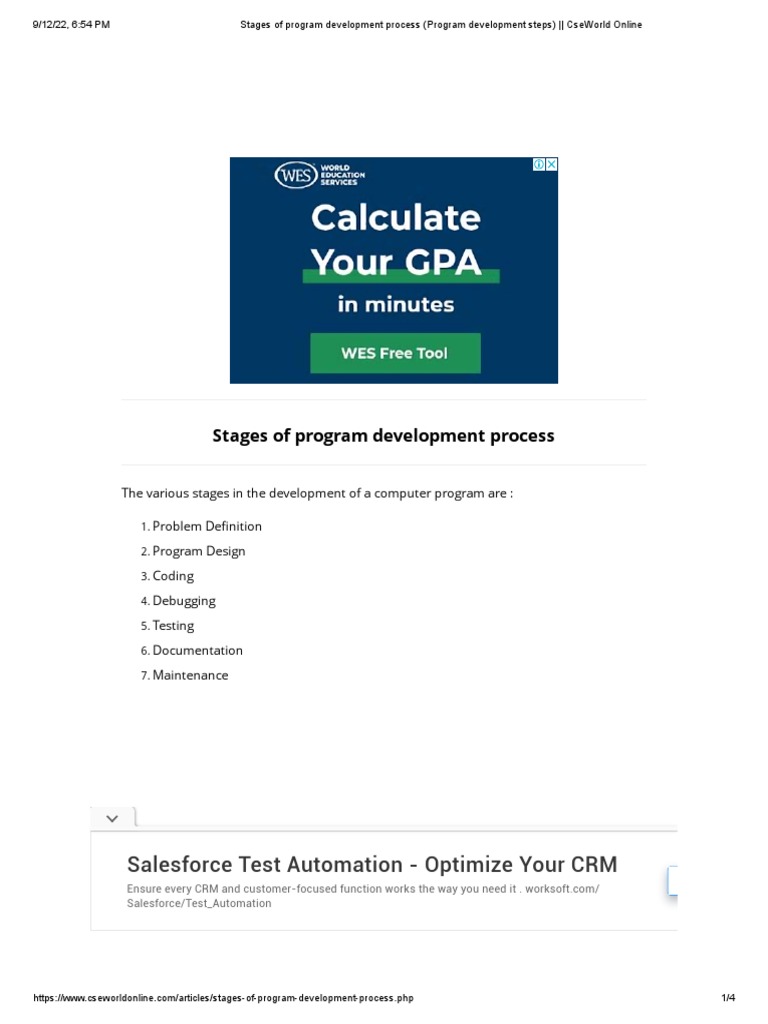 Stages of Program Development Process (Program Development Steps) - CseWorld Online | PDF ...