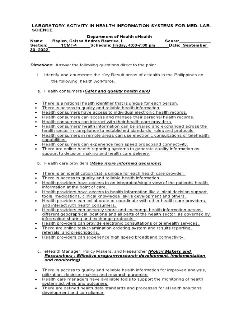 Laboratory-Activity-5_HIS-Lab_DOH-E-Health | PDF | Health Informatics ...