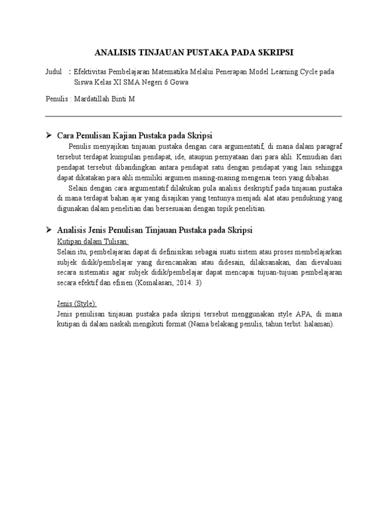 Analisis Tinjauan Pustaka Pada Skripsi | PDF