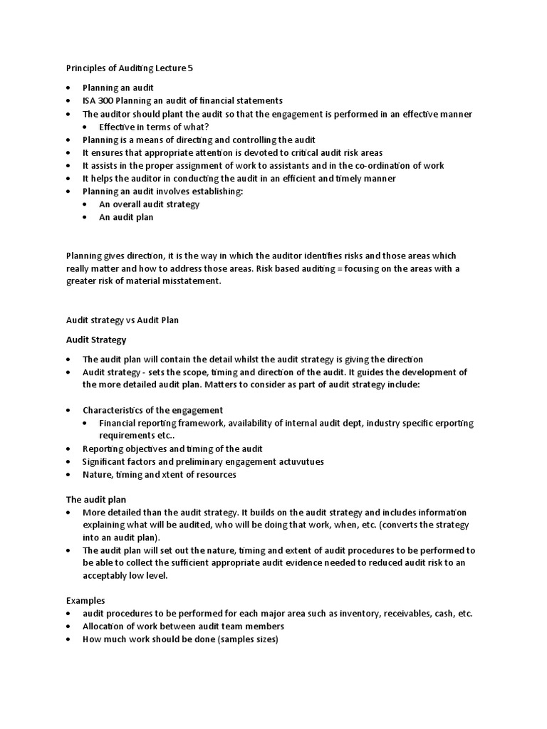 Principles of Auditing Lecture 5 | PDF | Financial Audit | Audit