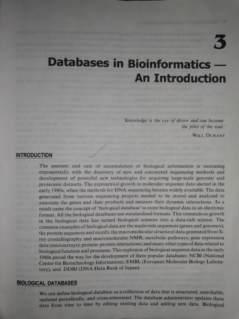 Databases in Bioinformatics - An Introduction | PDF | National Center ...