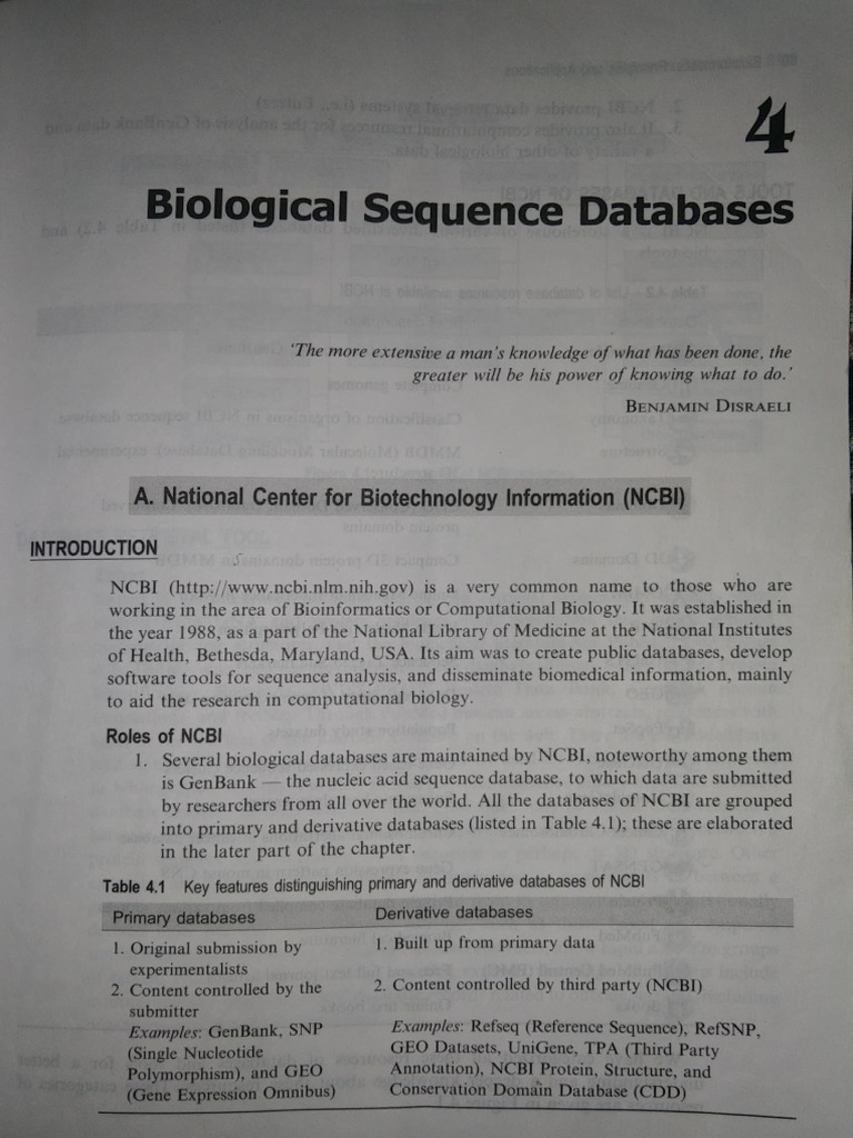 An Overview of the National Center for Biotechnology Information (NCBI) Biological Databases and ...
