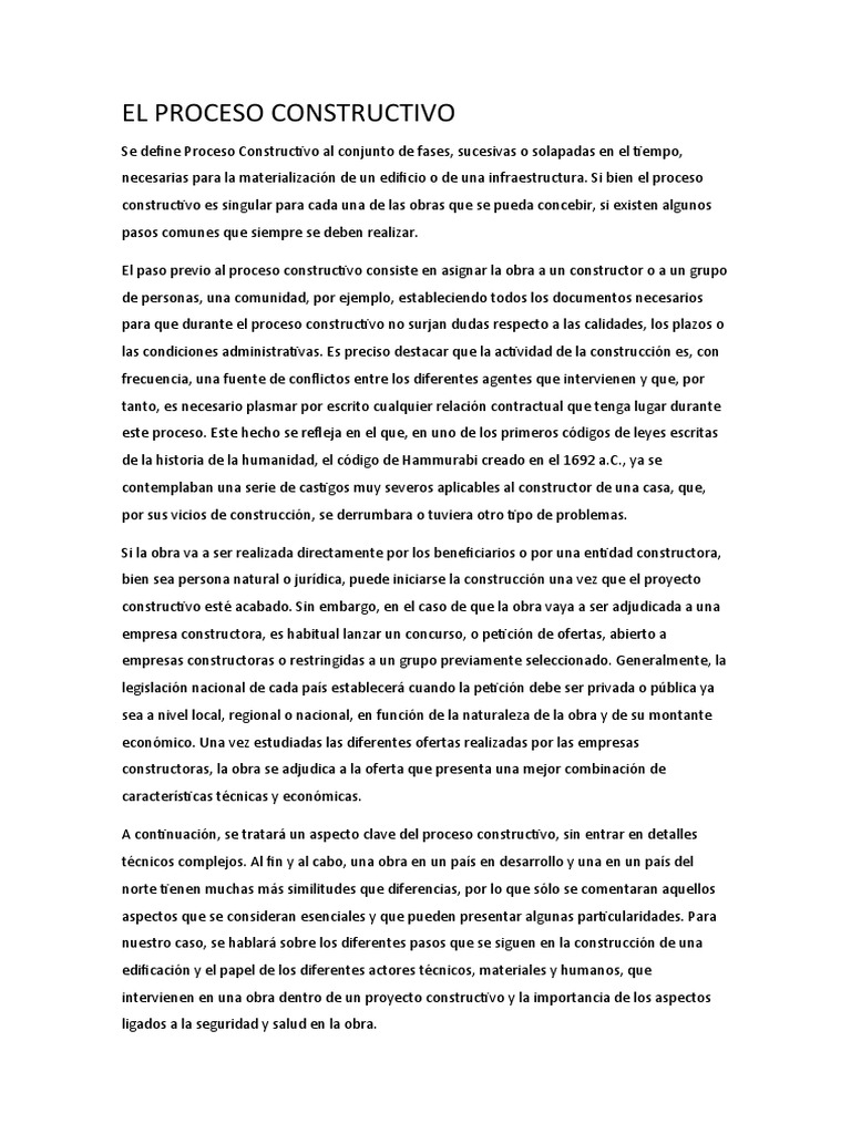 El Proceso Constructivo | PDF | Fundación (Ingeniería) | Hormigón