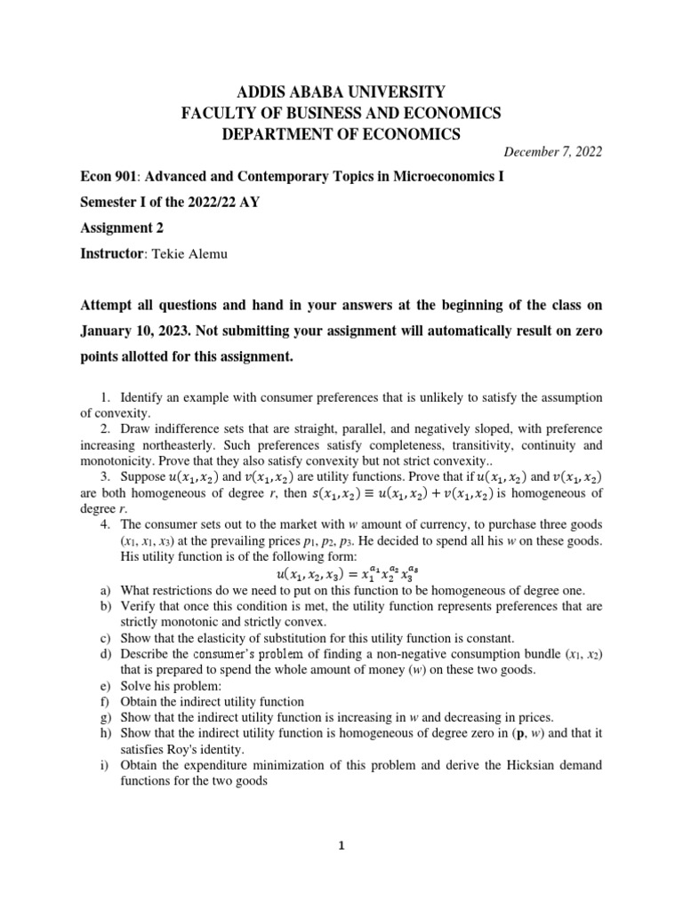 Exercise 1 | PDF | Utility | Goods