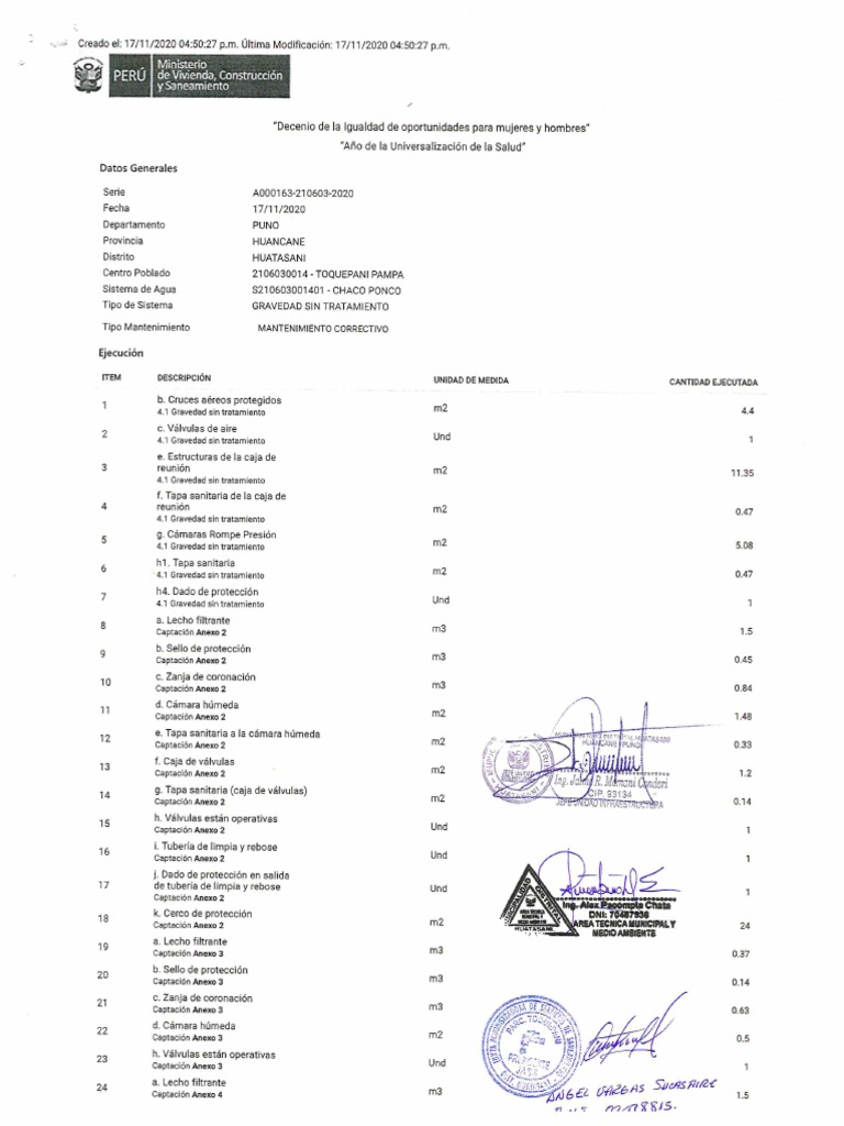 Acta de Ejecucion y Mantenimiento | PDF