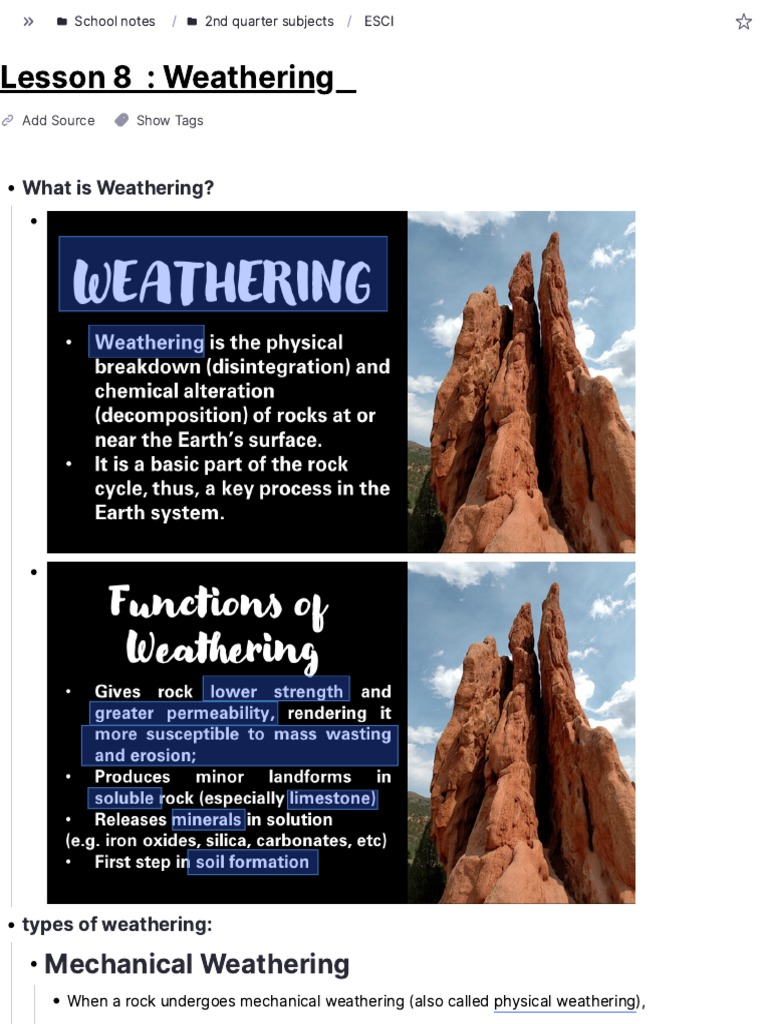 RemNote ESCI LESSON 8 | PDF | Weathering | Ice