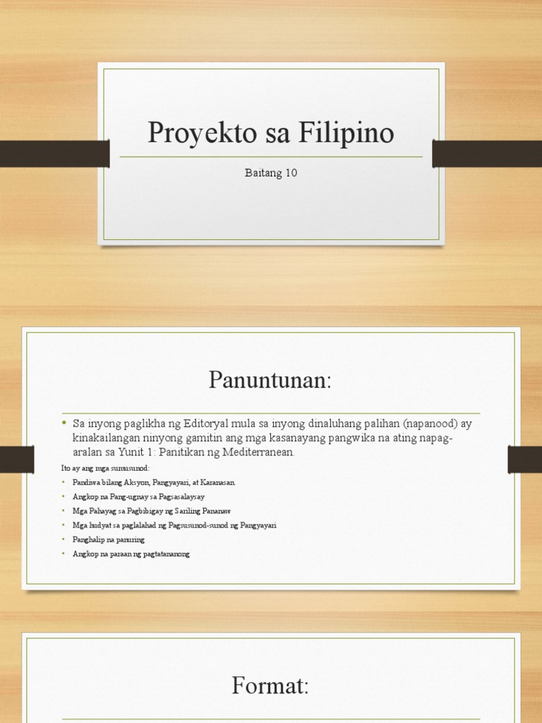 Proyekto Sa Filipino 10 | PDF