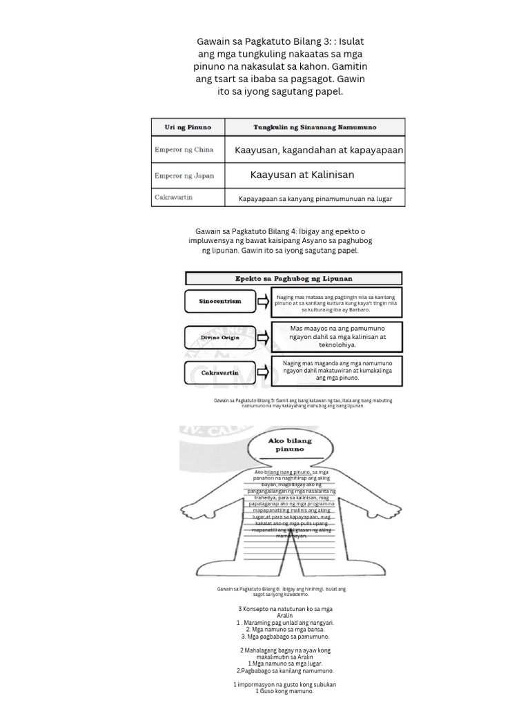 Gawain Sa Pagkatuto Bilang 2 Basahing Mabuti Ang Mga Pahayag Sa Kahon ...