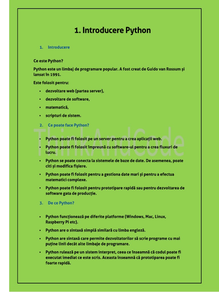 Introducere Python | PDF Introducere Python | PDF