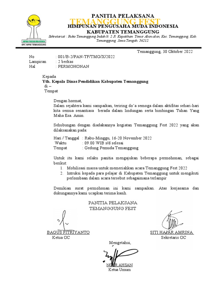 Surat 006 Permohonan Dinas Pendidikan | PDF