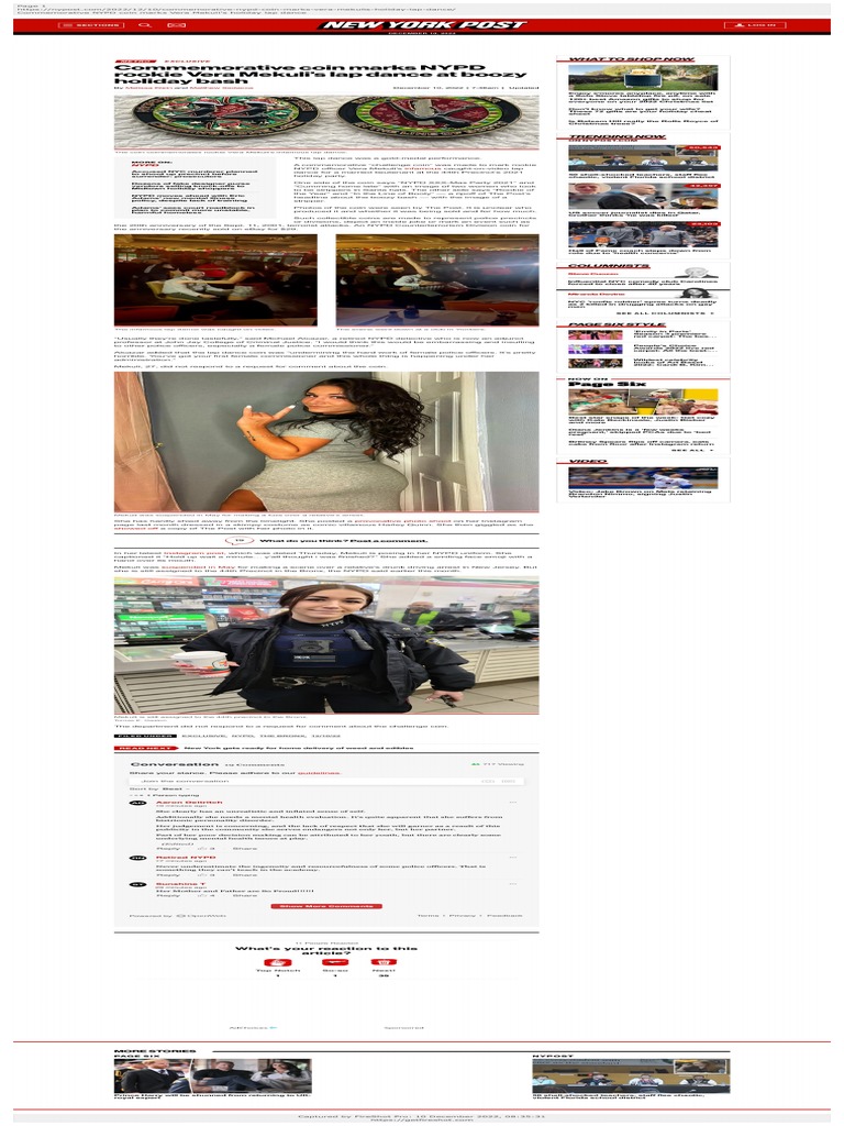 Commemorative NYPD Coin Marks Vera Mekuli's Holiday Lap Dance | PDF