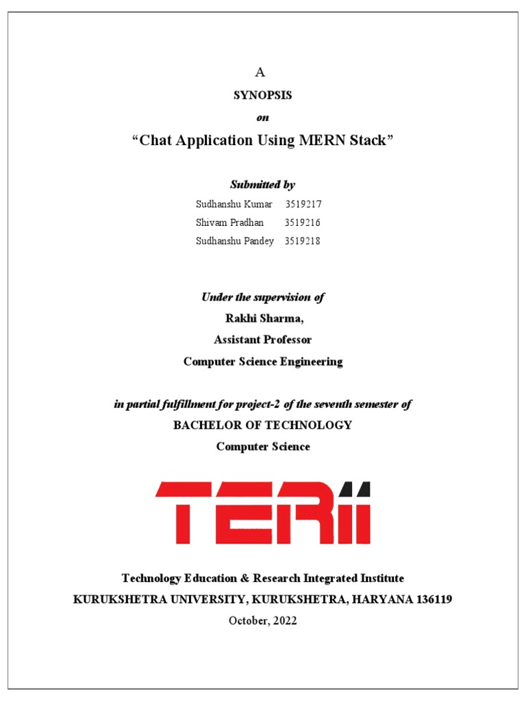 MERN Stack Chat Application Overview | PDF