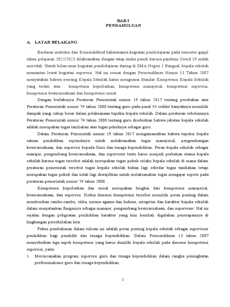 Laporan Supervisi GTK | PDF