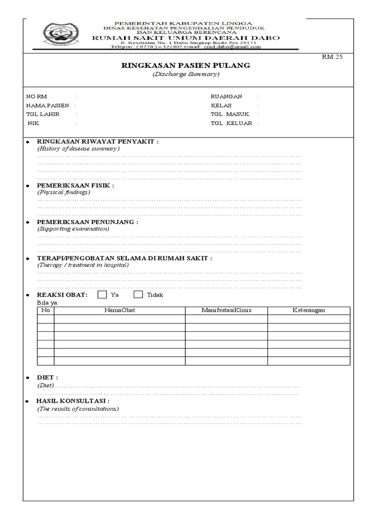 Form Resume Medis | PDF