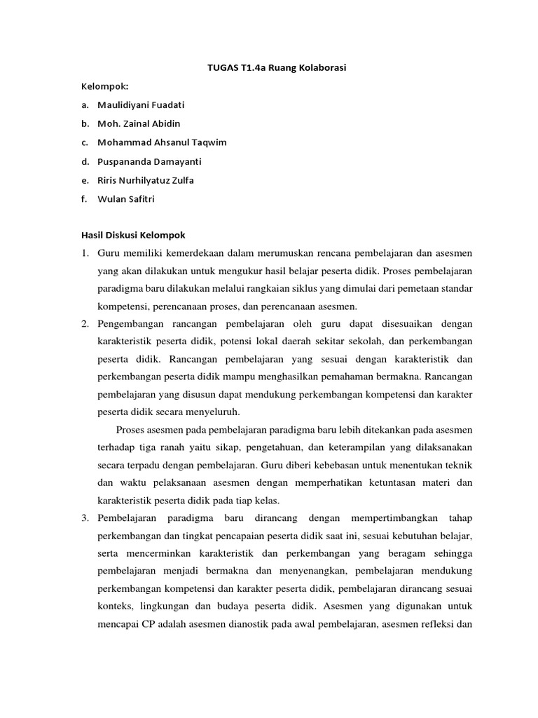 TUGAS T1 4a Ruang Kolaborasi - Maulidiyani FUADATI - PPG IPA B | PDF