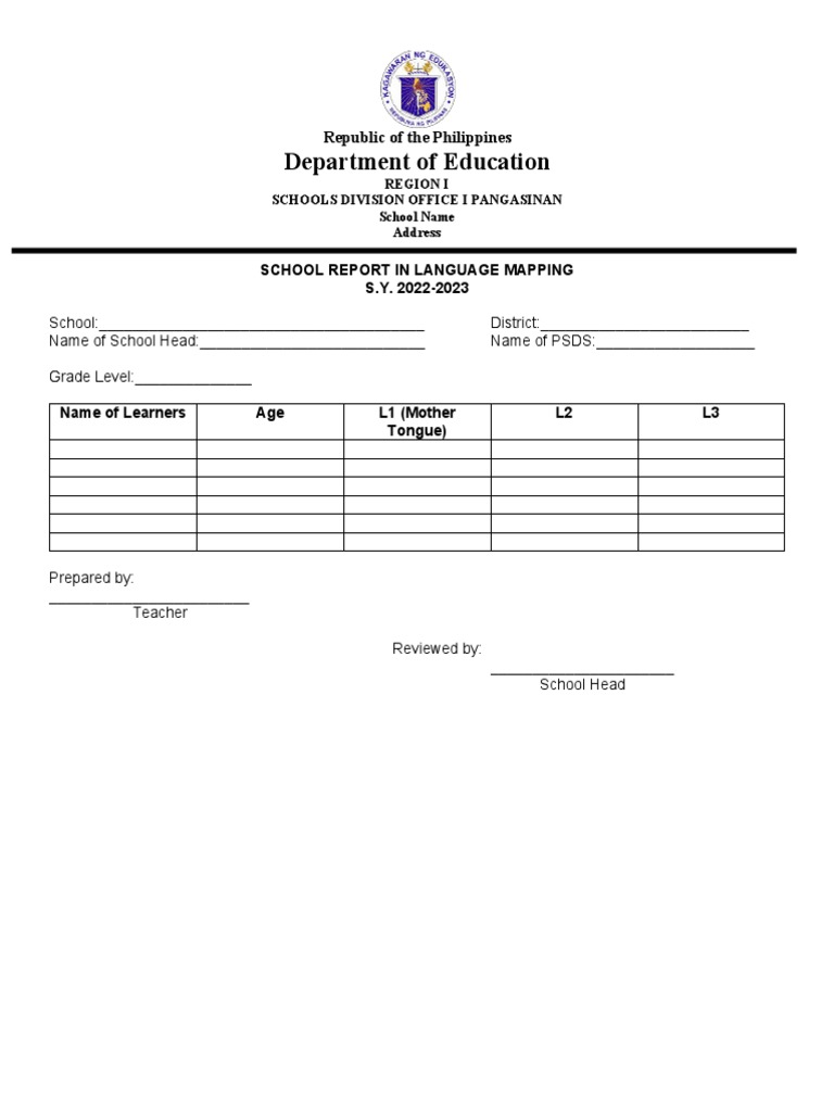 Language Mapping - Teacher Report 2022 2023 | PDF