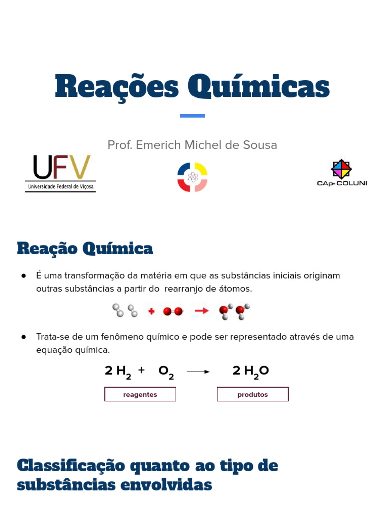 Classificação das Reações Químicas | PDF | Reações químicas | Química